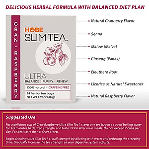 Ultra Slim Tea, Cran-Raspberry, Tea Bags, 24 Count Box