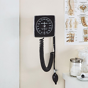 McKesson LUMEON Clock Aneroid Sphygmomanometer, Blood Pressure with Cuff, Wall Mounted, Black, Adult Medium, 1 Count
