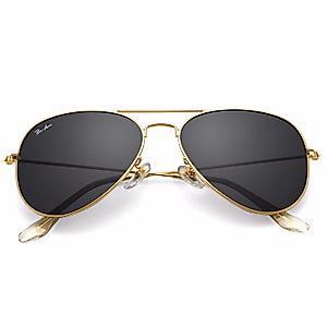 Pro Acme Classic Aviator Sunglasses for Men Women 100% Real Glass Lens (Gold/Grey)