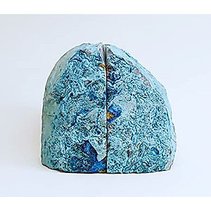 Brazilian Agate Polished Crystal Bookends Dyed Non-Toxic Blue with Rubber Bumpers (2 to 3 Lbs)