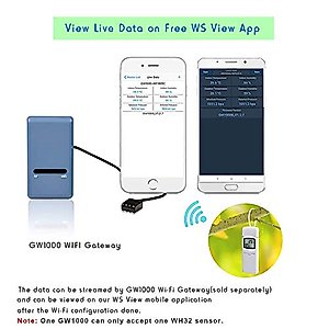 Ecowitt WH32 Wireless Outdoor Temperature and Humidity Sensor, Thermometer and Hygrometer Gauge with LCD Display, Default Degree Fahrenheit, Remote App Monitoring