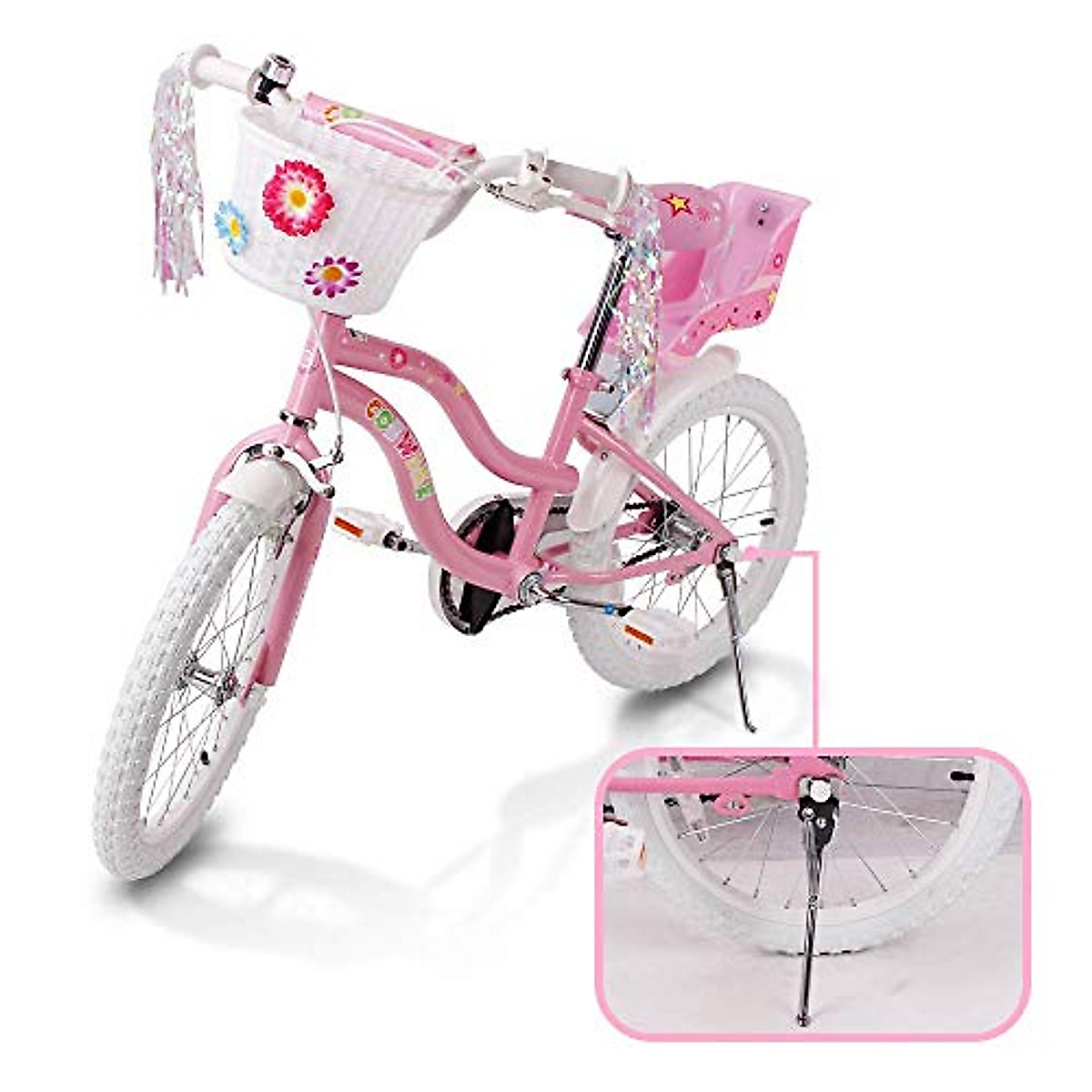 COEWSKE Kid's Bike Steel Frame Children Bicycle Little Princess Style 18 Inch with Training Wheel (Pink, 18 Inch)