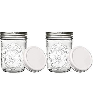 JARMING COLLECTIONS Mason Jars 16 oz with Plastic Lids (BPA Free) Pint Mason Jars Wide Mouth (set of 2)