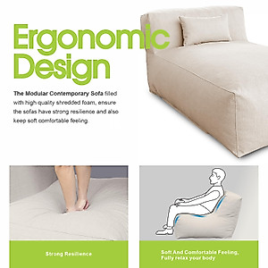 OPEAK Patio Furniture Set Bean Bag Chaise Lounge Chair Patio Daybed Furniture Outdoor Sofa Couch Pool Lounge Chairs High Density Foam Filling Modern Comfy Patio Couch (Light Beige)