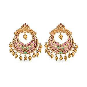 TARINIKA Antique Gold Plated Gita Long Necklace Set with Peacock Design - Indian Jewelry Sets for Women | Perfect for Ethnic Occasions | Traditional South Indian Necklace | 1 Year Warranty*