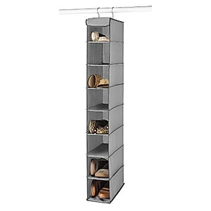 Whitmor Hanging Shoe Shelves - 8 Section - Closet Organizer - Grey