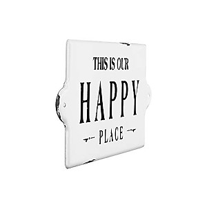 Creative Co-Op Distressed Metal Sentimental Wall Sign, “This is Our Happy Place”