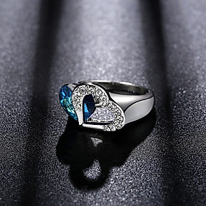 Stretch Rings for Women in Jewelry Anniversary Jewellry Rings Gift Women's Plated Fashion Copper Zircon Rings Rings Crystal Rings for Women Spiritual (Blue, One Size)