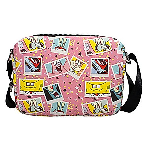 Buckle Down Nickelodeon Bag, Cross Body, Rectangle, Friends Snapshots Photos Scattered, Pink, Vegan Leather, Spongebob Squarepants