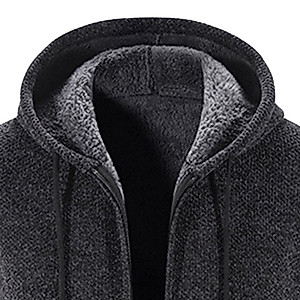 Men Long Open Front Cardigan Sweater Full Zip Knitted Hoodie Jacket Longline Hooded Cardigans Sweaters with Pockets (Dark Grey,X-Large)
