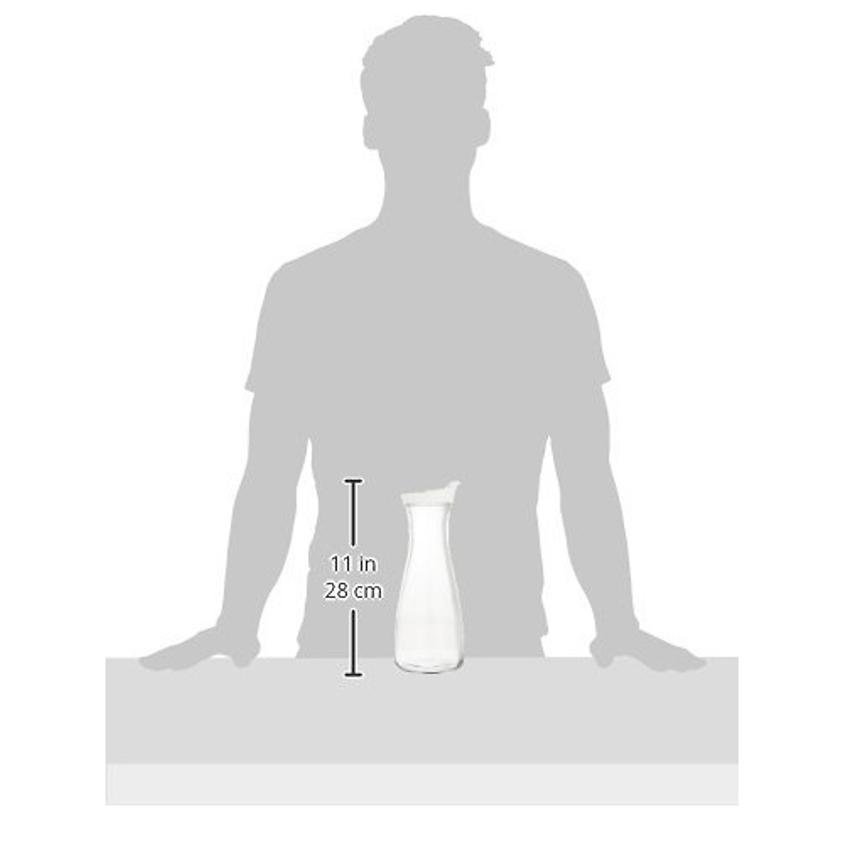 Grant Howard Beverage Glass Carafe and Decanter with White Screw Top, 1 L, Clear