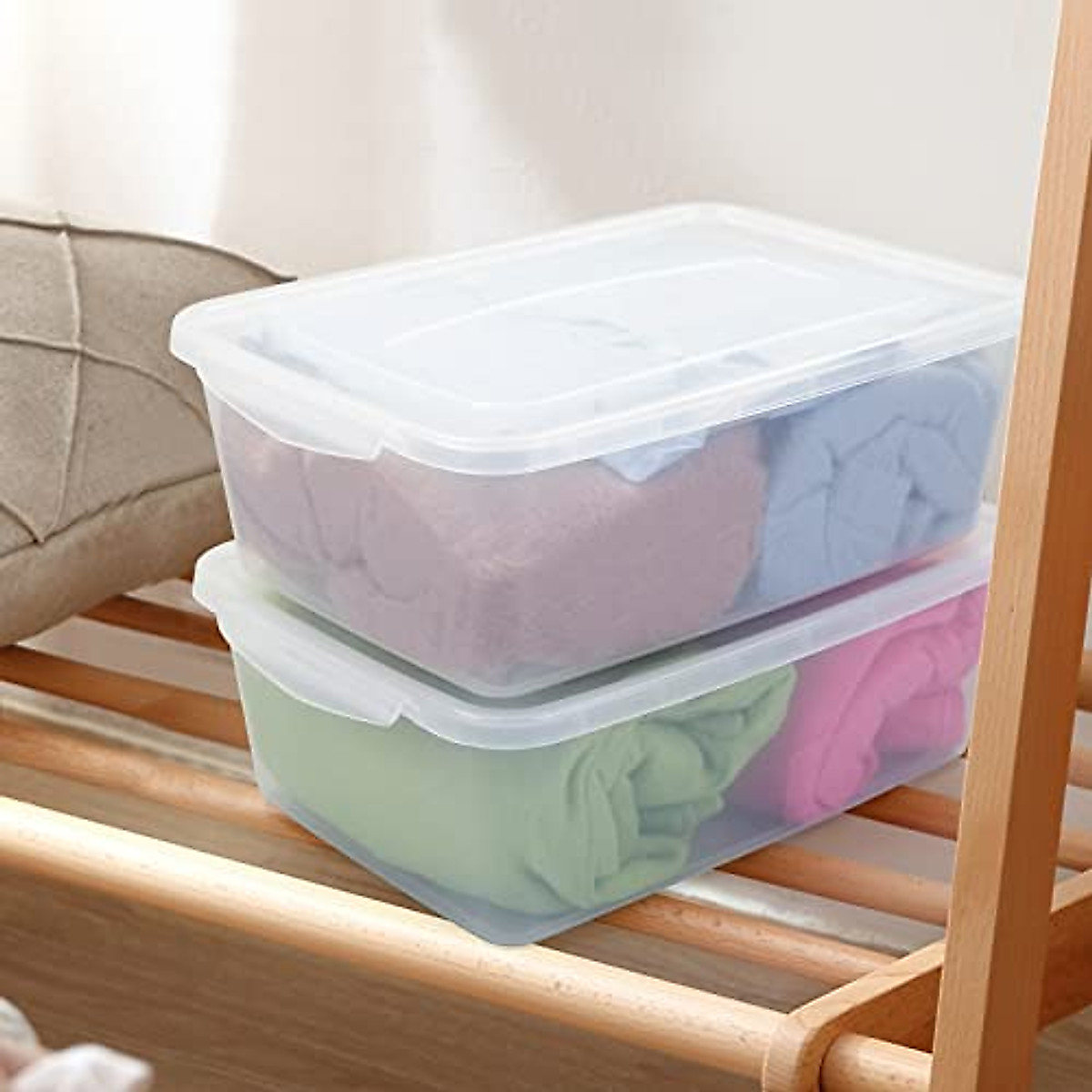 Morcte 4-Pack 14 L Plastic Storage Box, Clear Storage Bin