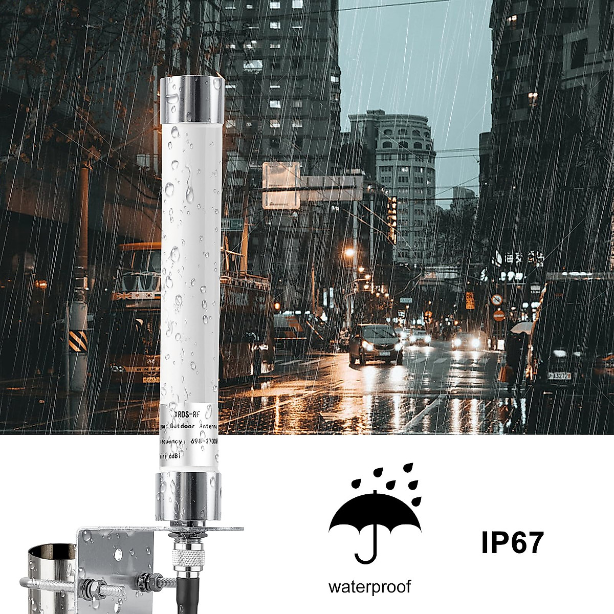 XRDS-RF 4G LTE Antenna 6dBi Omni-Directional Outdoor Fixed Mount Antenna with N Female Connector for Router, Modem, Radio, Signal Amplifier (698-2700MHz)