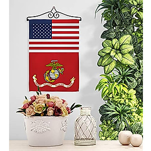 US Marine Corps Garden Flag - Set Wall Hanger Armed Forces USMC Semper Fi United State American Military Veteran Retire Official - House Banner Small Yard Gift Double-Sided Made in USA 13 X 18.5