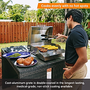 Kenyon G2 Portable Tabletop Electric Grill, 1440W Single Burner, Stainless Steel Body, Cast Aluminum Grate, UL Approved Grill For Indoor And Outdoor Use, Removable Lid, Dishwasher Safe, 120Volts