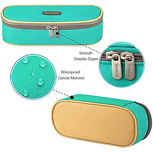 Homecube Pencil Case Big Capacity Pencil Bag Makeup Pouch Durable Students Stationery with Double Zipper Pen Holder for School/Office, Green