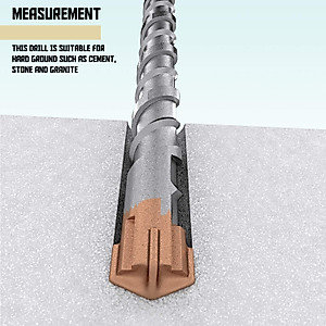 TANG SDS Plus 1-3/8 Inch x 13-3/4 Inch Roatry Hammer Drill Bit for Installation Outdoor Fence Panels Safety Pool Fence Kit
