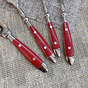 Aimilan 36 Piece Modern Flatware Set for 6, 18/10 Stainless Steel Red Silverware Set, Cutlery Set Include Fork Knife Spoon, Mirror Polished, Dishwasher Safe (36 Pcs Service for 6)