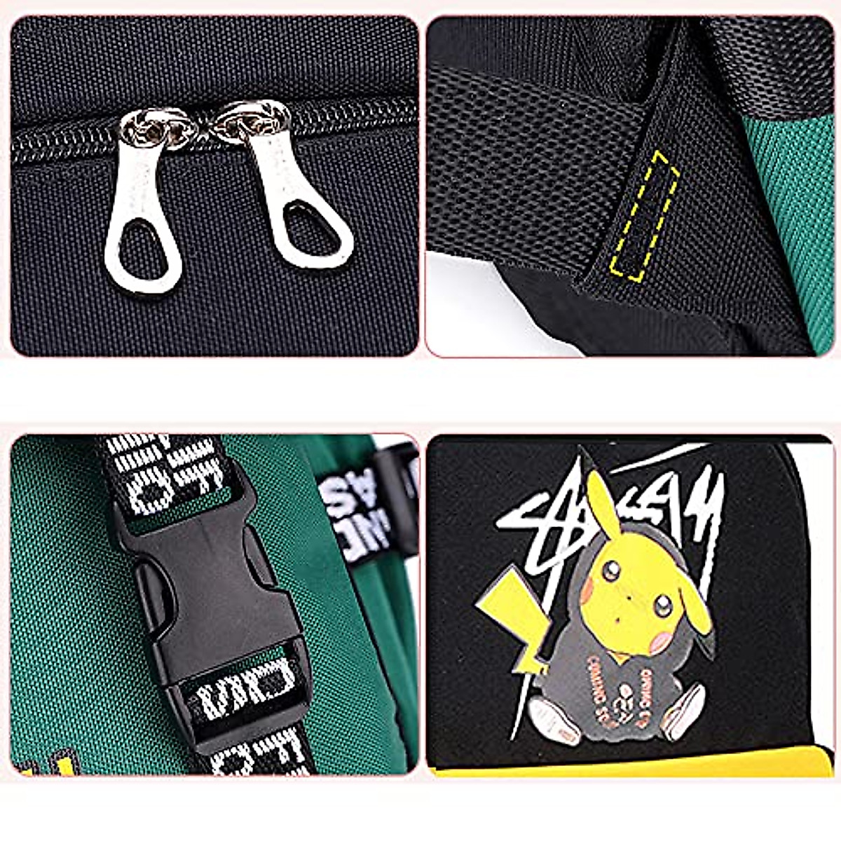 CUSALBOY Anime School Bags student Oxford Cloth Vacation Backpack Travel Bag Luggage Trolley Case with Six Wheels Laptop backpack (green1)