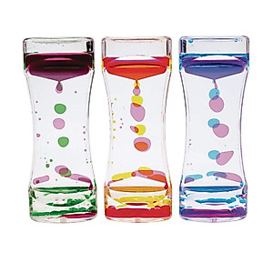 Excellerations Slim Liquid Timers Set of 3 - Calming Sensory Toy, Visual Stimulation, Self-Regulation, Liquid Motion Bubbler, Sensory and Fidget Toy for Kids - Assorted Colors