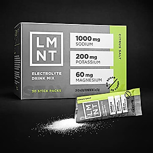 LMNT Keto Electrolyte Powder Packets | Paleo Hydration Powder | No Sugar, No Artificial Ingredients | Citrus Salt | 30 Stick Packs