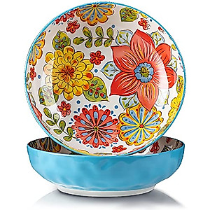 Serving Bowls Set Of 2,10 Inch Large Ceramic Salad Bowls 75 Oz, Pasta Sevring Bowl Fruit Salad Bowls,Serving Dishes for Entertaining,Microwave Safe