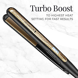 Remington S6501 1” Ultimate Ceramic Flat Iron with Protection Against Frizz, Smooth Glide Hair Straightener, High Heat and Temperature Lock