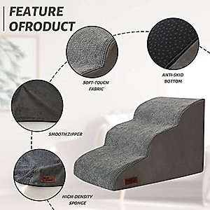 3 Tiers Dog Ramp and Stairs for Beds Or Couches - Non-Slip Sturdy Pet Steps - for Small Dogs to get on High Bed