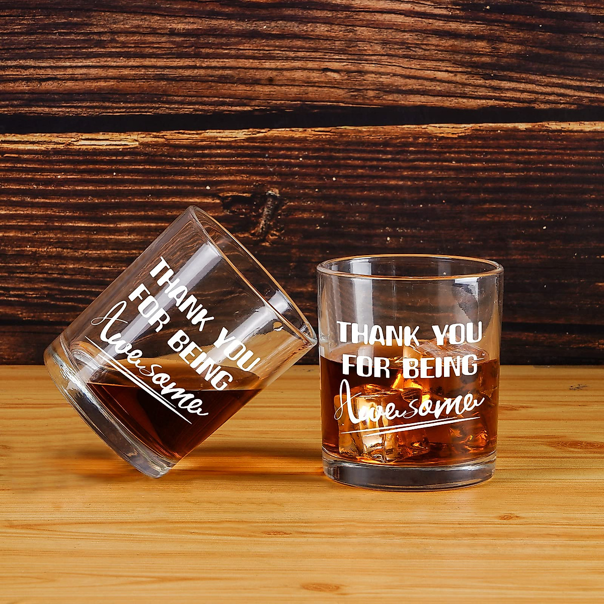 Modwnfy Thank You Gifts, Thank You for Being Awesome Whiskey Glass, Appreciation Gifts for Awesome Dad Boss Teachers Friends Coworkers, Funny Old-Fashioned Glass for Christmas Birthday, 10 Oz