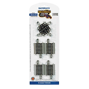Bachmann Trains - Snap-Fit E-Z TRACK 90 DEGREE CROSSING (1/card) - NICKEL SILVER Rail With Gray Roadbed - HO Scale