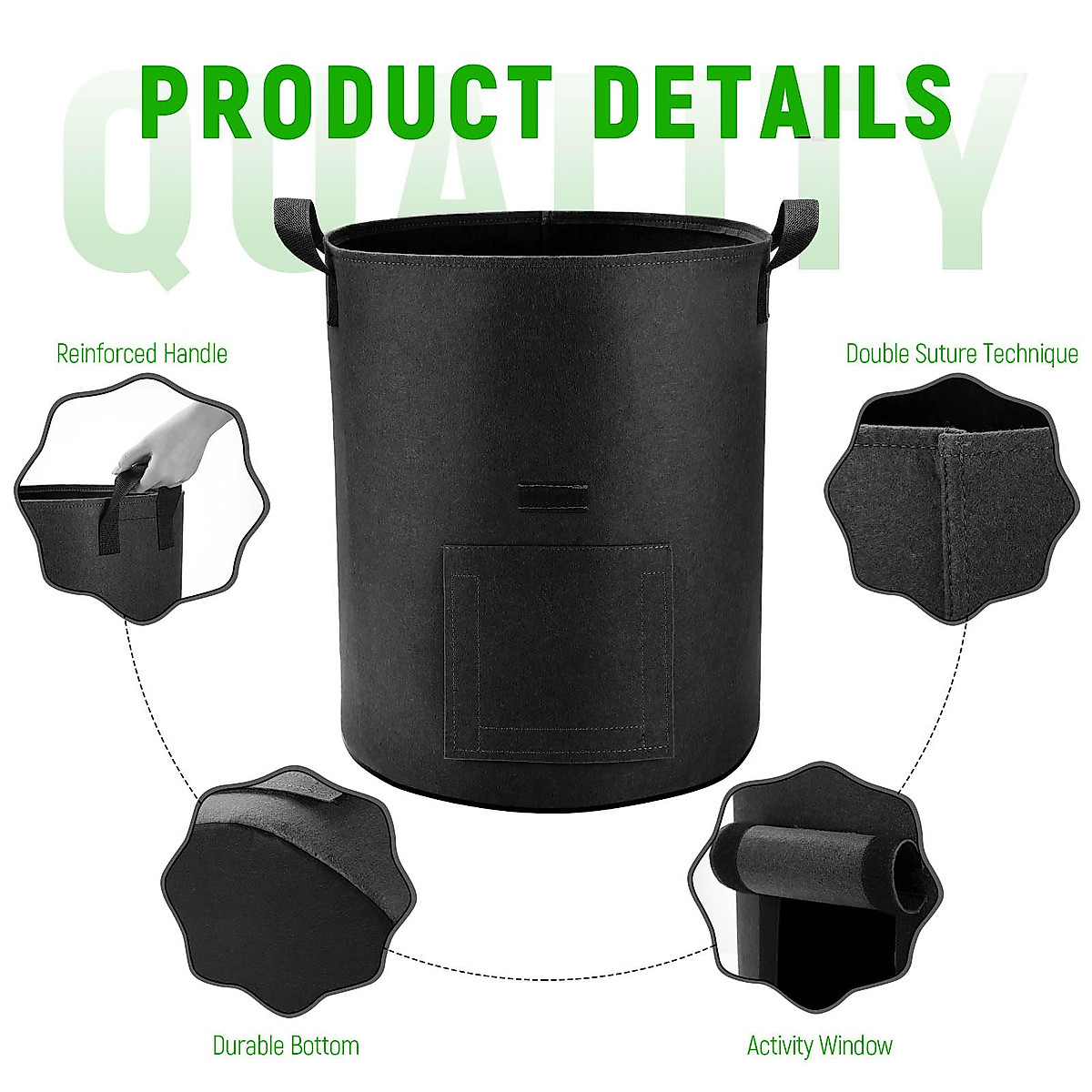 Lyincat 4 Pack 10 Gallon Potato Grow Bags with Flap and Handles, Heavy Duty Fabric Pots for Planting Potato,Carrots