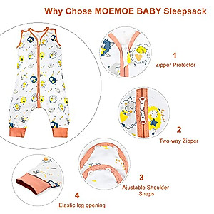MOEMOE BABY Sleep Sack with Feet, Baby Sleeping Bag Sleeveless, Wearable Blanket Baby with Legs, Cotton Toddler Sleep Sack, 12Months - 7T