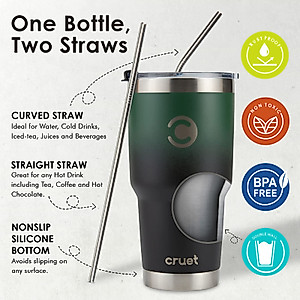 Stainless Steel Vacuum Insulated Tumbler With Lid & 2 Straws – Powder Coated Double Wall Travel Mug With Flip Lid For Hot & Cold Drinks For Home And Outdoor Reusable Modern Water Flask. 20oz