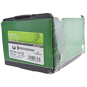 Hillman 240183 Carriage Bolt, 3/8 x 4-1/2-Inch, Steel, Zinc-Plated, Silver, 50-Pack