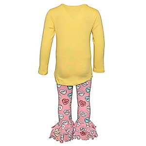 Unique Baby 2 Piece Girls Double Ruffle Leggings and Long Sleeve Shirt Clothes Set Kid and Toddler Girl Valentines Day Outfit (9 Years, Sugar)