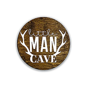 Little Man Cave, 12" Wood Wall Sign for Nursery, Bedroom, Living Room, Rustic Home Decor, Crib Decorations, Woodland Aesthetic, Gift for Newborn Boys, New Mom, Handmade, Hickory Hollow Designs