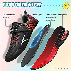 ASHION Boys Sneakers Kids Air Shoes Boys Girls Tennis Running Walking Shoes Arch Support Lightweight Breathable Sport Athletic 4,Big Kid