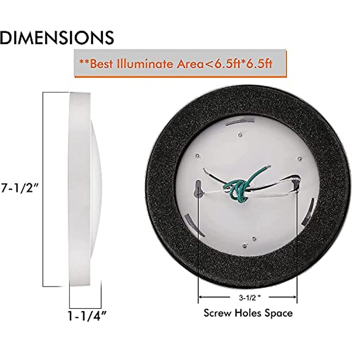 CLOUDY BAY 7.5 inch LED Ceiling Light,12W 840lm,5000K Day Light,LED Flush Mount,White Finish,Wet Location