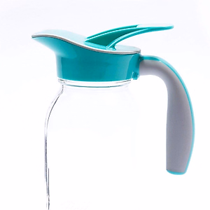 Ergo Spout mason jar traditional styled spout with ergonomic handle for syrup, dressing, gravy, sauce – nonsealing flip top cover (REGULAR MOUTH, Vintage Blue - Teal)