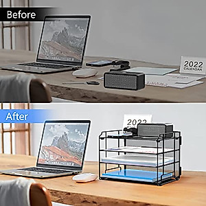 SUPEASY Desktop File Organizer, Mesh File Organizer with 4 Letter Trays, Easy Installation, Desk Organizer for Office, School and Home Black