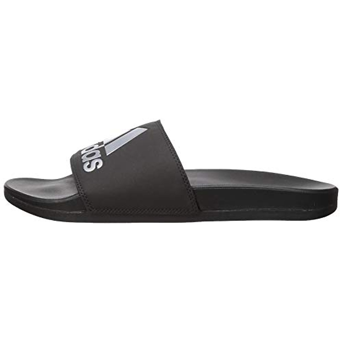adidas Women's Adilette Comfort Slides Sandal, Core Black/Silver Metallic/Core Black, 11
