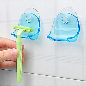 Meoliny Razor Holder Clear Hanging Suction Grips Plastic Rack Bathroom Shower Room Organizer Accessories,blue