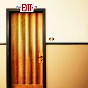 Exit Sign with Emergency Exit Lights, OSTEK ABS Fire Safety Red Emergency Exit Sign with 2 Adjustable Flood Lights, Double Face and 90min Long Backup Battery, (UL Certified 120-277V) (6pack)