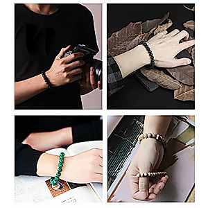 JEWPARK 10PCS 8mm Semi-Precious Gemstone Bracelet Set Healing Crystal Stone Stretch Bracelets for Men Women Round Beaded Elastic Bracelets