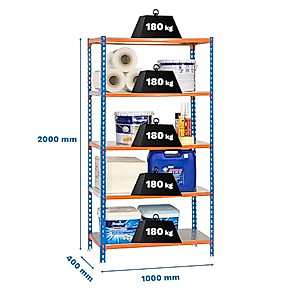 Simonrack 5/400 Simonclick Kit Plus Shelf, Blue/Orange/Galvanized