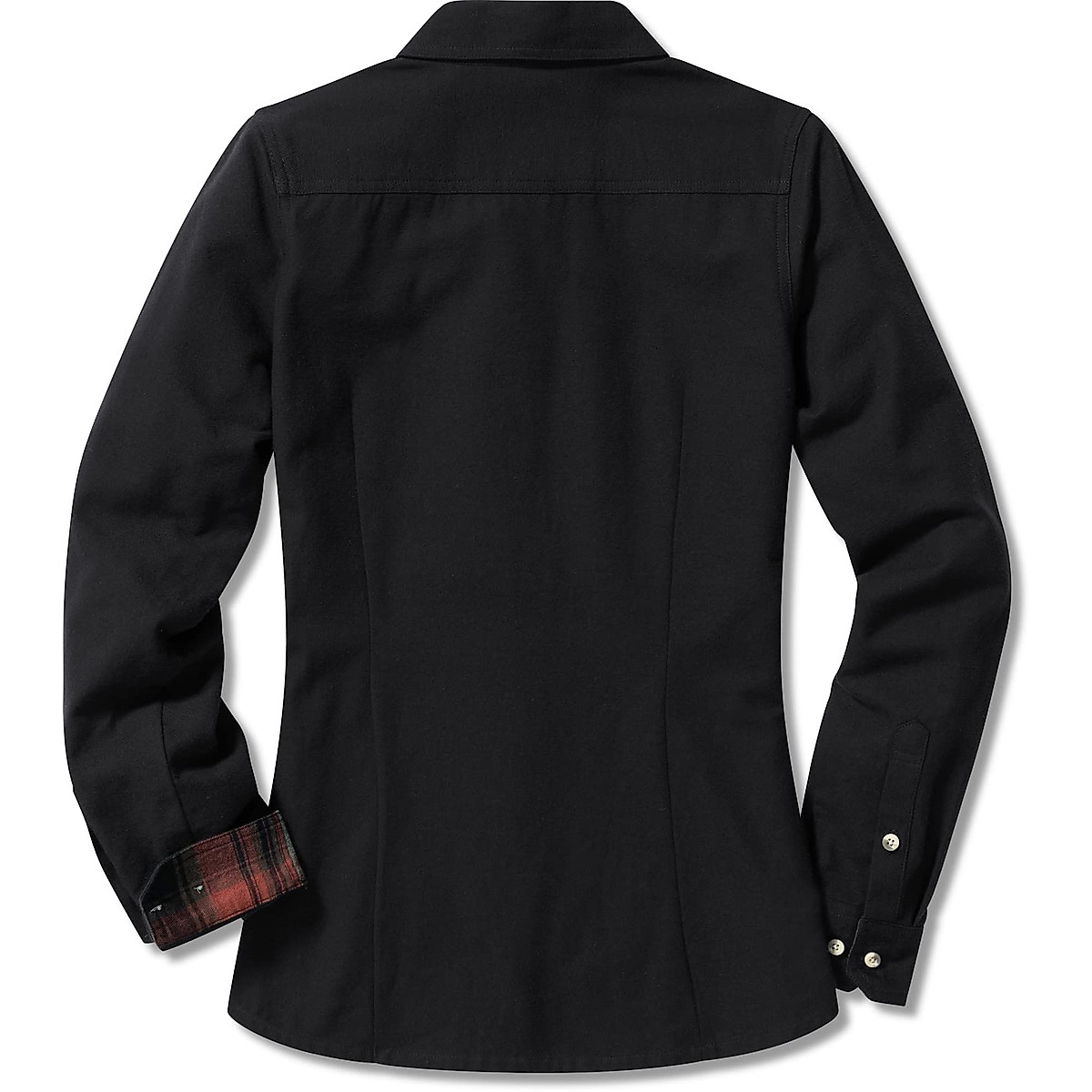 CQR Women's Plaid Flannel Shirt Long Sleeve, All-Cotton Soft Brushed Casual Button Down Shirts, Flannel Plaid Shirts Solid Black, Large