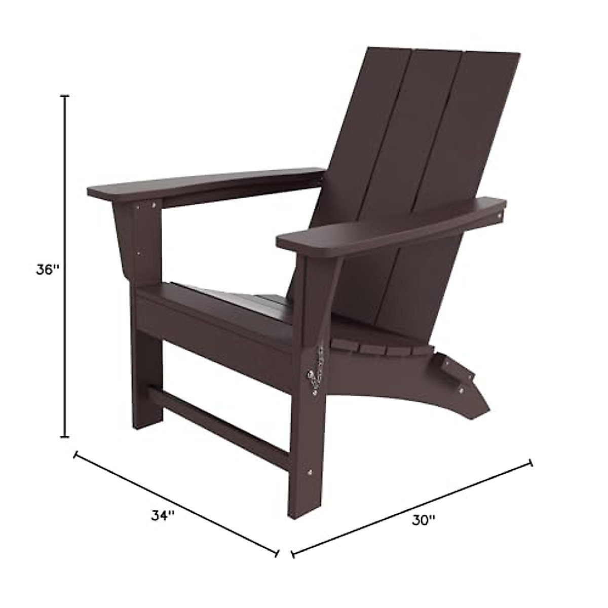 WO Home Furniture HDPE Adirondack Chair Folding Poly Lumber All Weather UV/Fade Resistant Heavy Duty for Patio, Backyard, Balcony, Garden, Lawn (Dark Brown)…