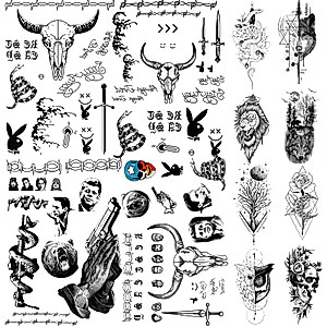 12 Sheet Halloween Temporary Face Tattoos Set - Costume Accessories for Women and Men