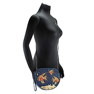 Mary Frances No Filter Goldfish Bowl Beaded Crossbody Handbag, Blue