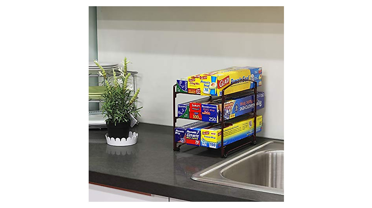 SimpleHouseware Bronze Kitchen Wrap Organizer Rack